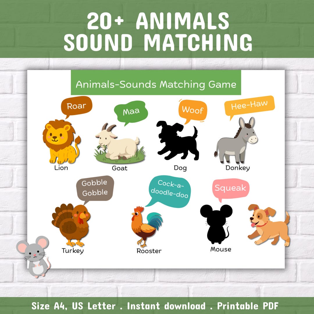 Animal Sound Matching Worksheets | 21 Farm Animals Flashcards ...