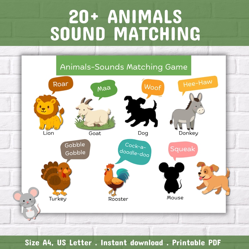 Animal Sound Matching Worksheets | 21 Farm Animals Flashcards ...