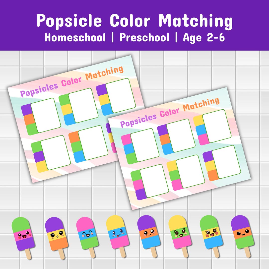 Popsicle Color Matching Game for Toddlers, Kids Color Sorting Activity ...