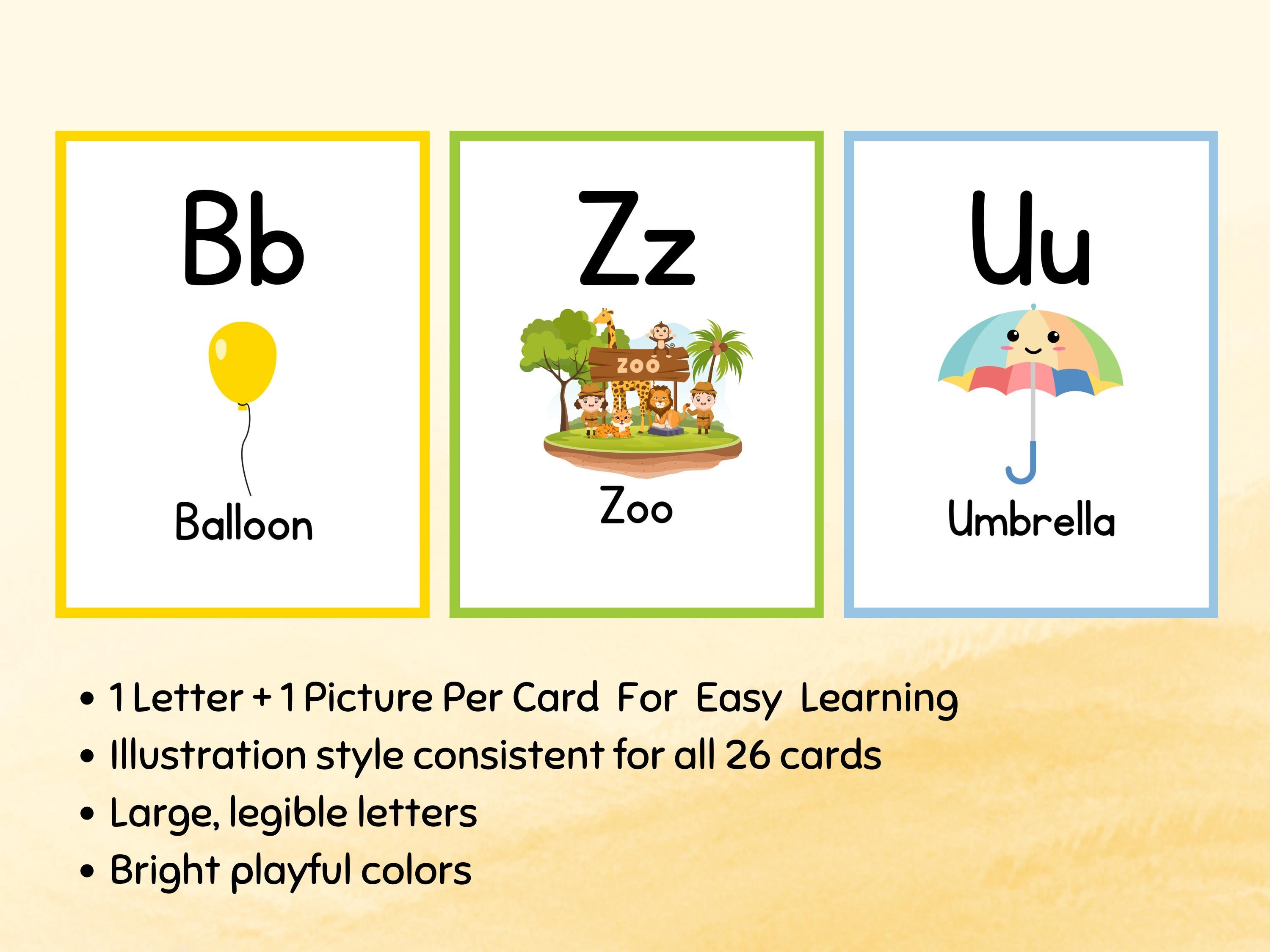 ABC Flash Cards for Toddlers Printable Kids Alphabet Learning Preschool ...