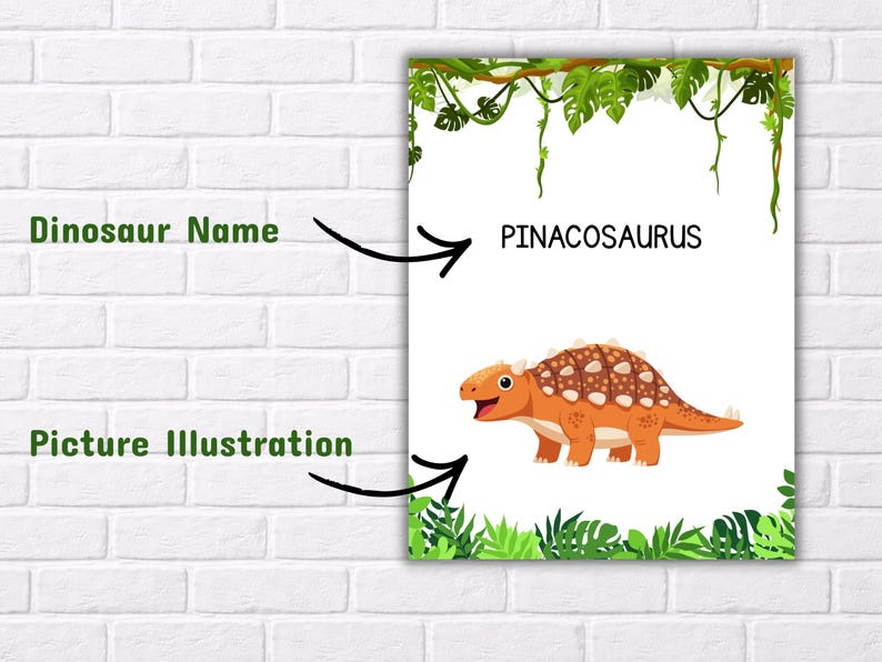 20 Dinosaur Flashcards for Kids – Printable Montessori Dino Cards ...