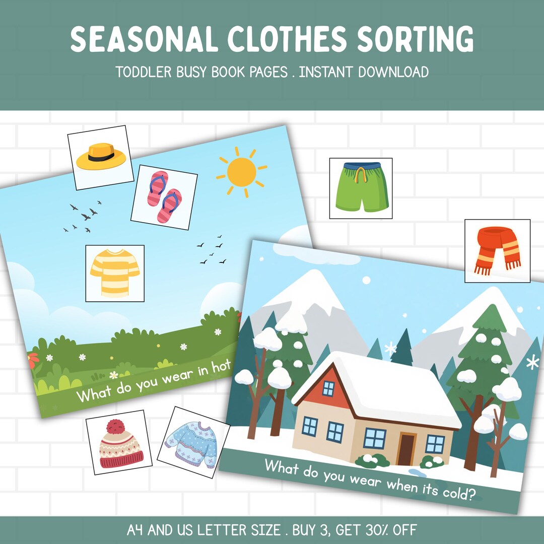 Hot & Cold Clothing Sort, Preschool Seasons Activity, Winter Summer ...