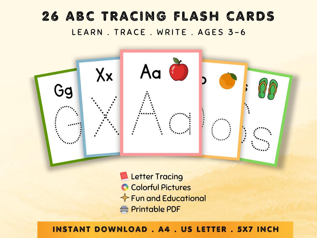 ABC Tracing Flash Cards for Toddlers Letter Writing Practice Printable ...