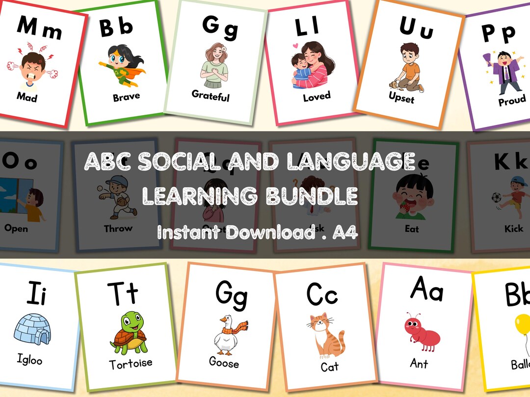 Social Emotional Learning Flashcards for Toddlers ABC Learning Emotions ...