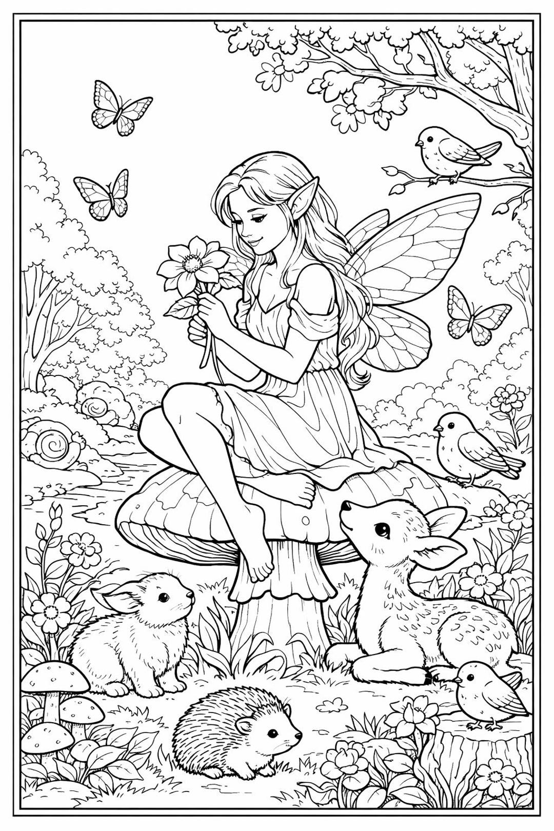 Whimsical Fairy Coloring Pages | Set of 3 Printable Fantasy Art ...