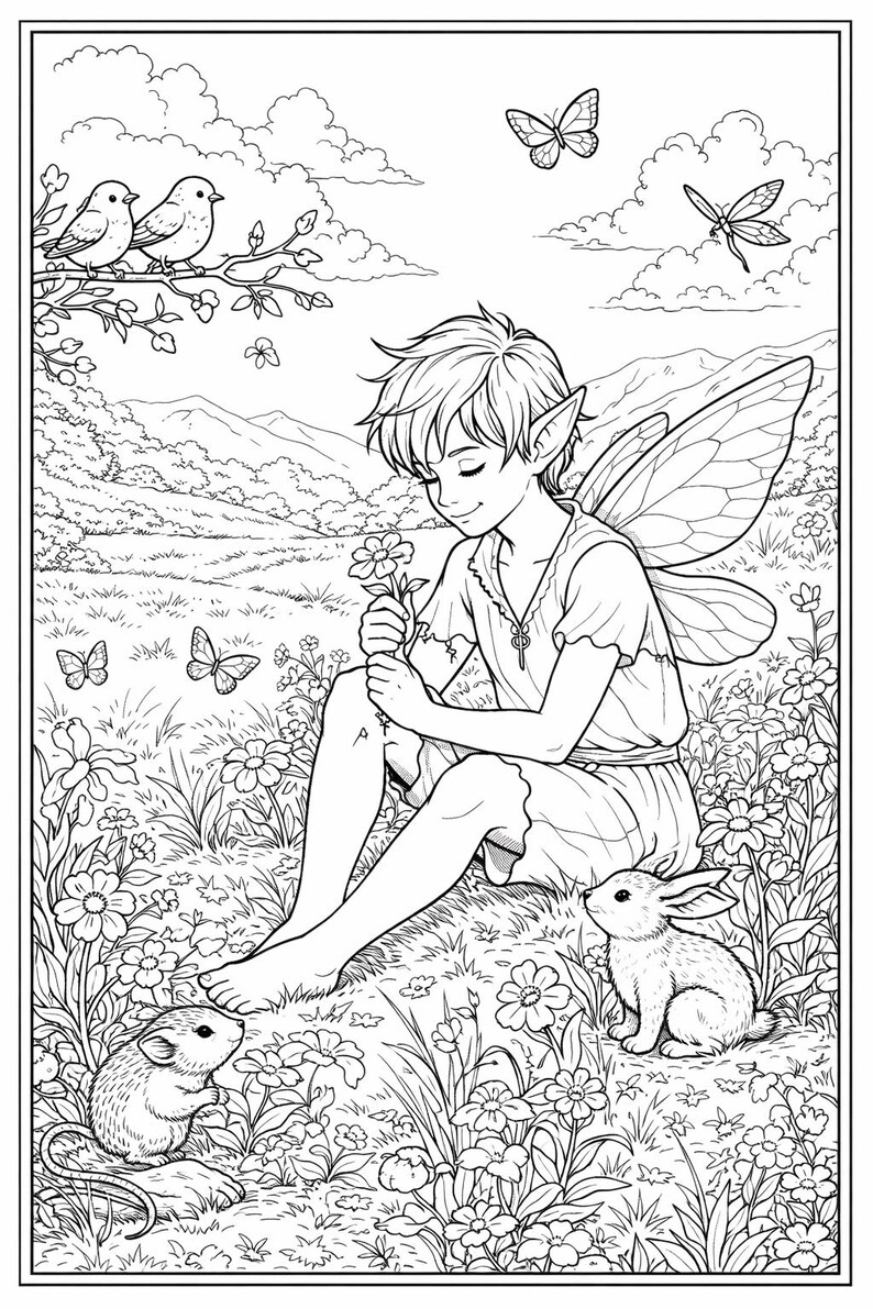 Whimsical Fairy Coloring Pages | Set of 3 Printable Fantasy Art ...