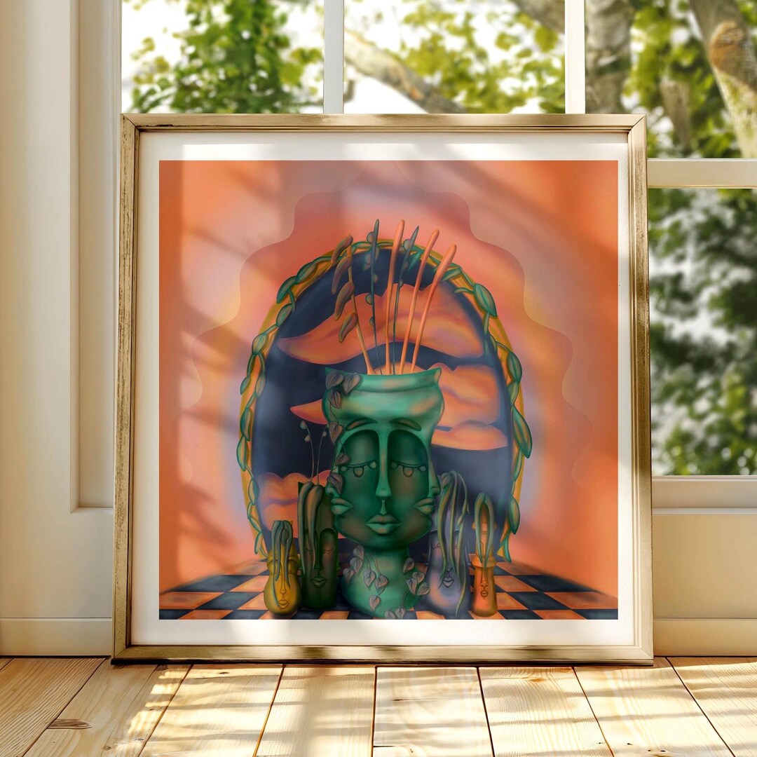 Abstract Goddess Face Earthy Dreamscape Wall Art Modern Spiritual ...