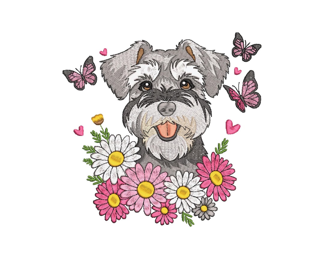 Schnauzer Embroidery Design, Funny Schnauzer Embroidery Files, Machine ...