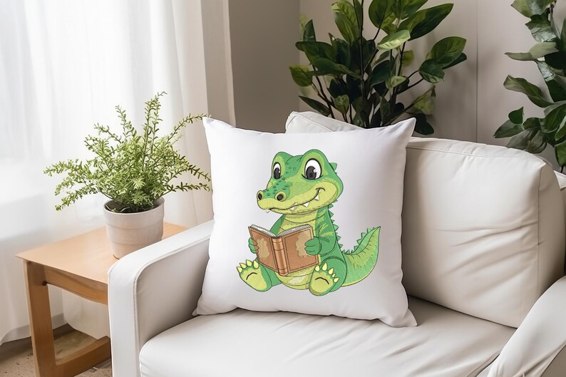 Crocodile Reading a Book Embroidery Design, Kids Gator Machine ...