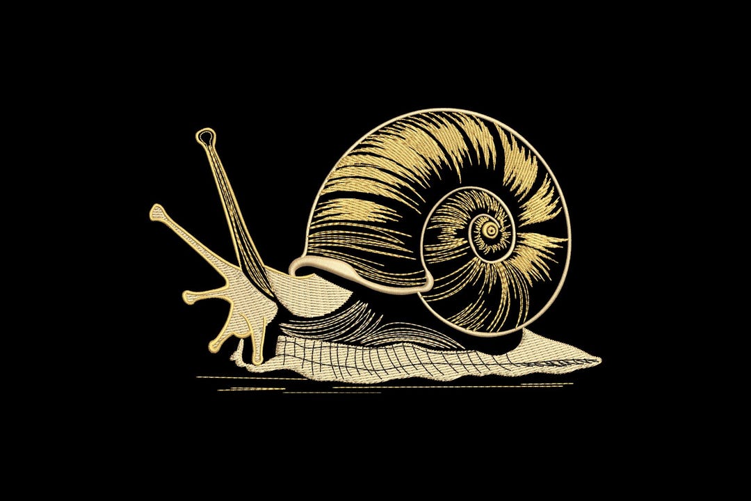 Garden Snail Machine Embroidery Design, Nature Insect Pattern, Vintage ...