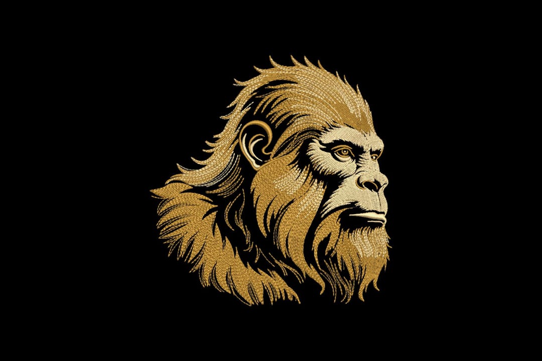 Majestic Sasquatch Embroidery Design, Realistic Bigfoot Head Embroidery ...