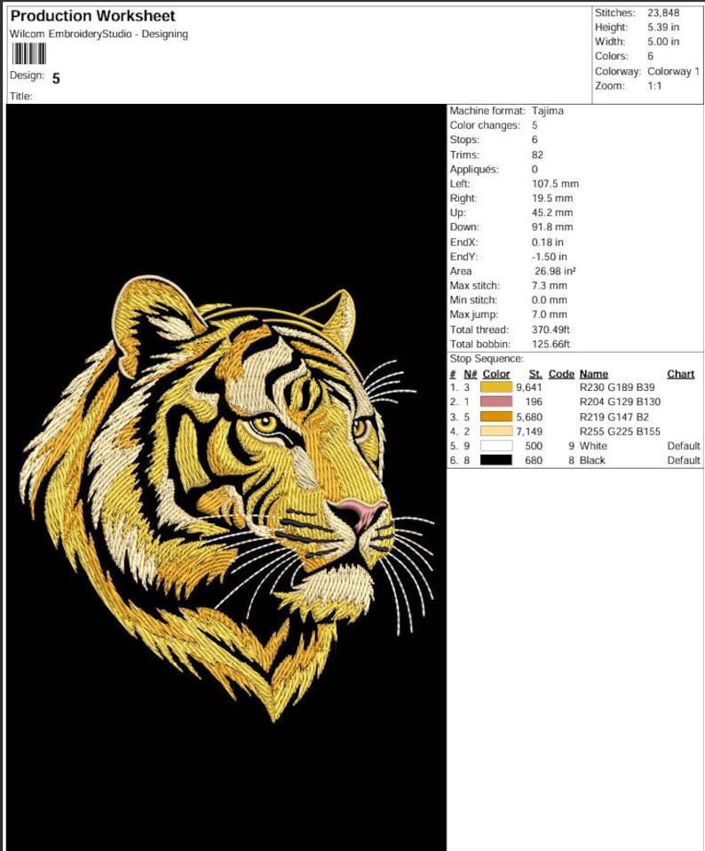 Majestic Tiger Head Embroidery Design, Realistic Animal Machine File ...