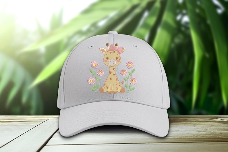 Giraffe Embroidery Design, Floral Safari Animal Pink Bow Machine ...