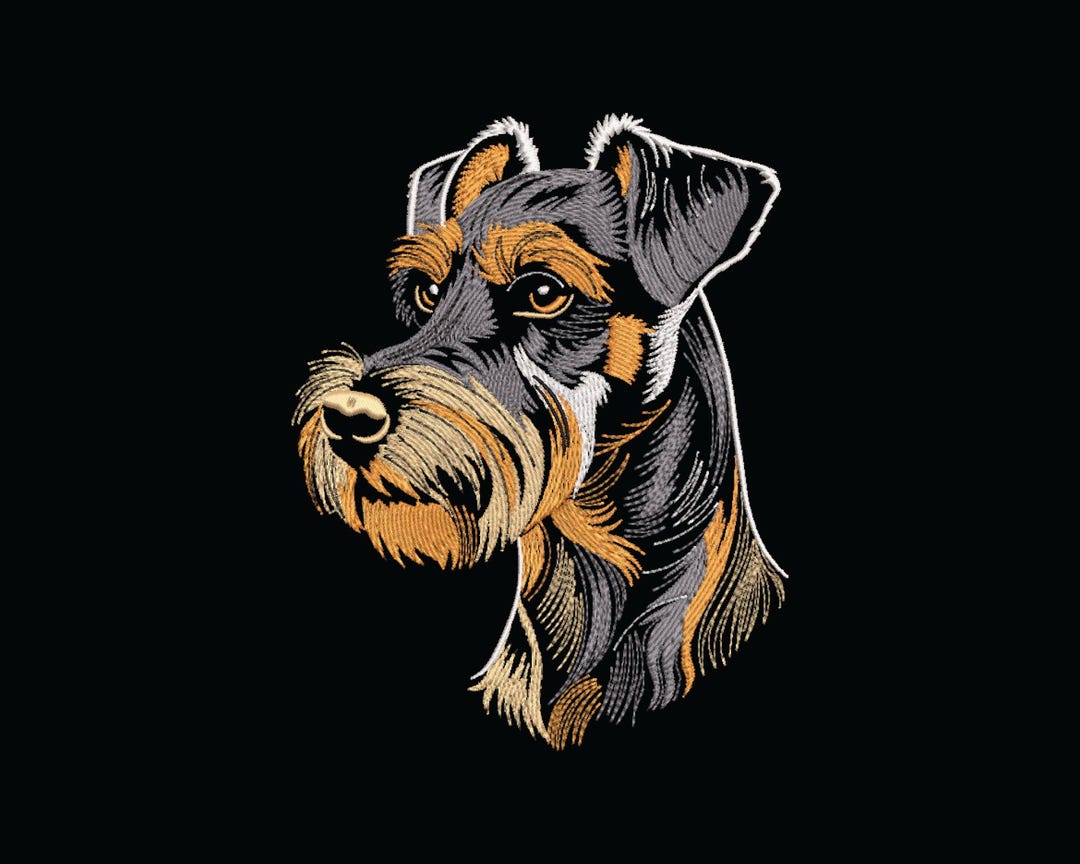 Miniature Schnauzer Embroidery Design, Elegant Schnauzer Dog Embroidery ...