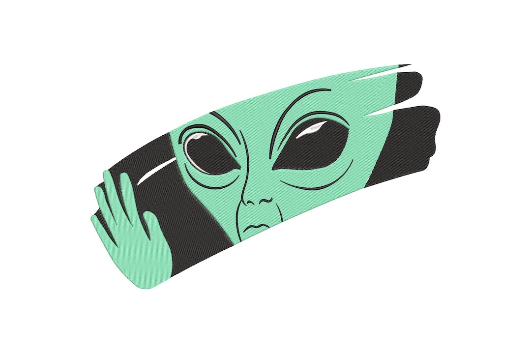 Peeking Alien Embroidery Design, Funny Space Martian Machine Embroidery ...