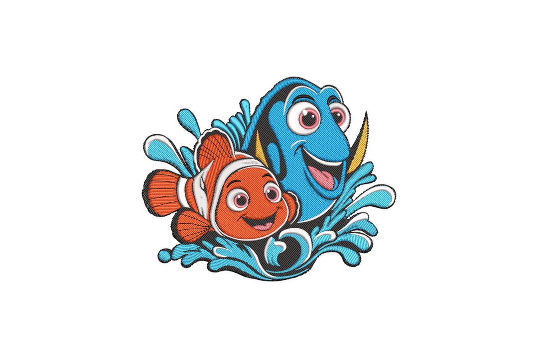 Cute Clownfish & Blue Tang Machine Embroidery Pattern, Ocean Art ...