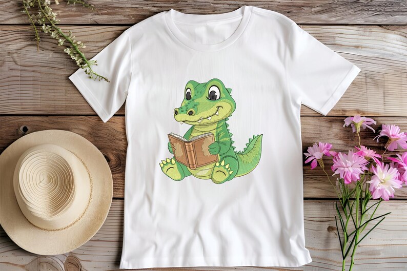Crocodile Reading a Book Embroidery Design, Kids Gator Machine ...