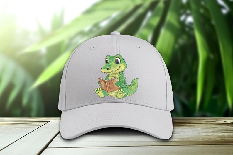 Crocodile Reading a Book Embroidery Design, Kids Gator Machine ...