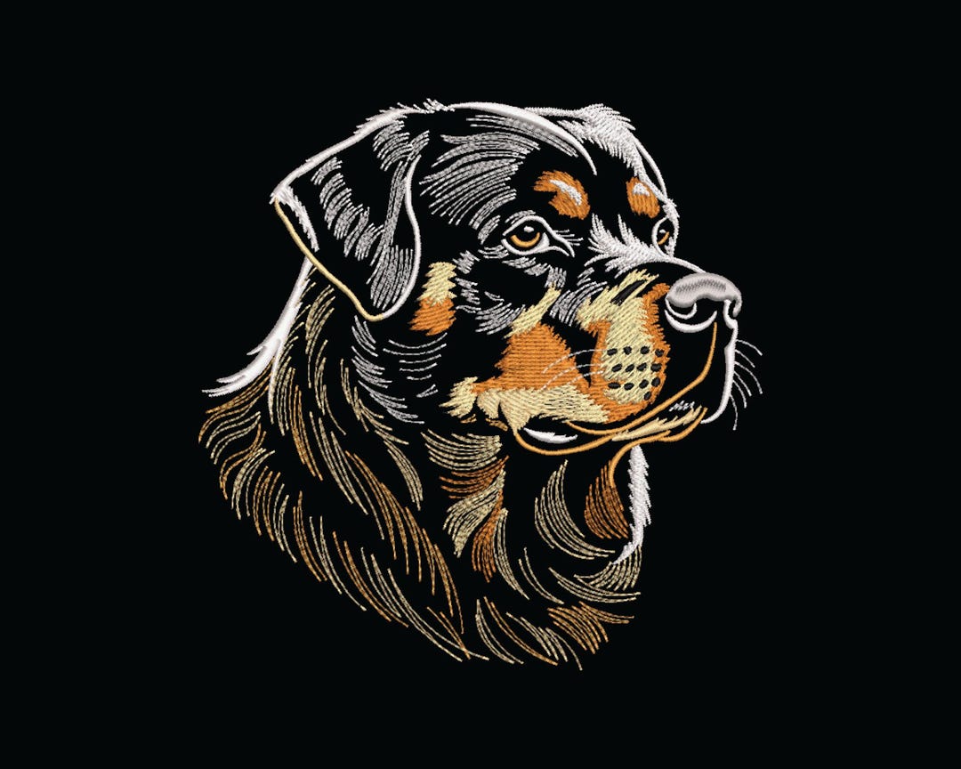 Rottweiler Embroidery Design, Rottweiler Head Embroidery Files, Elegant ...
