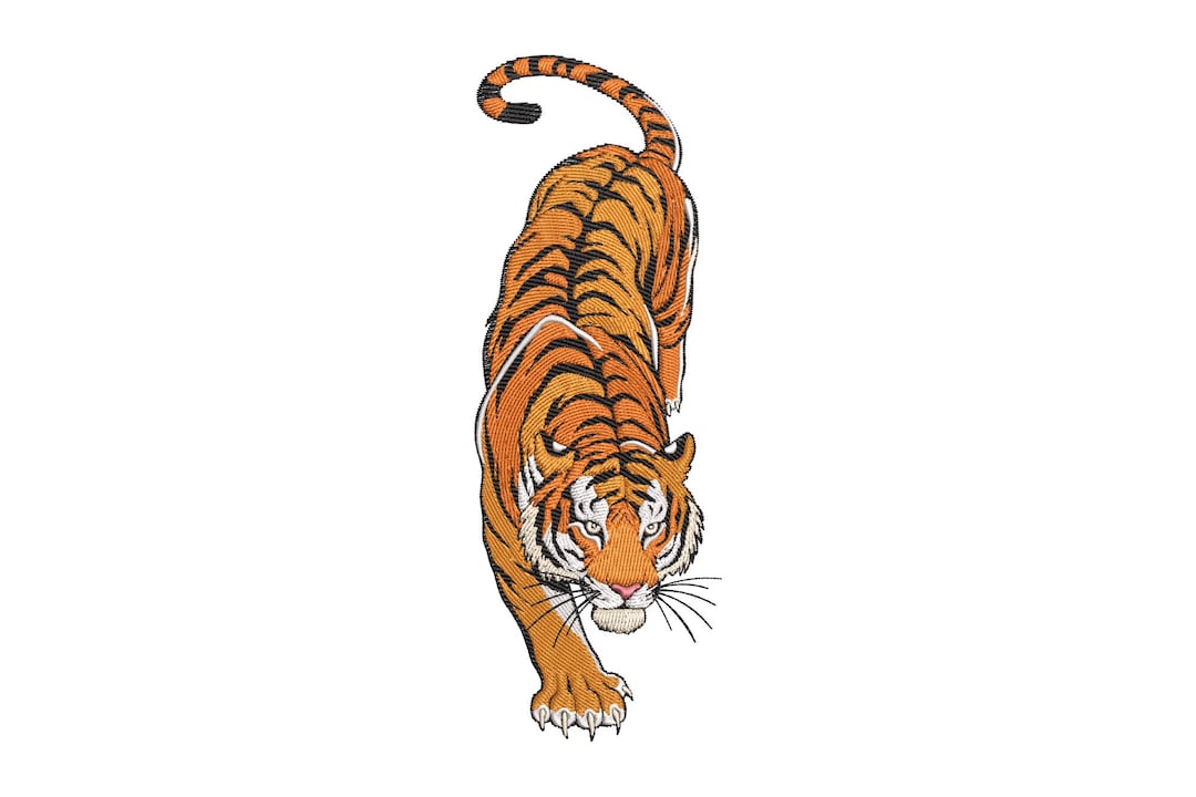 Jungle Tiger Embroidery File, Walking Tiger Embroidery Design , Instant ...
