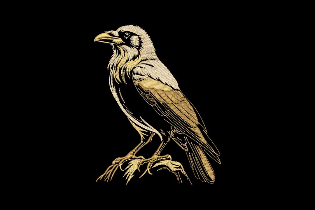 Elegant Crow Embroidery Design, Line Art Sketch Style, Nature Inspired ...