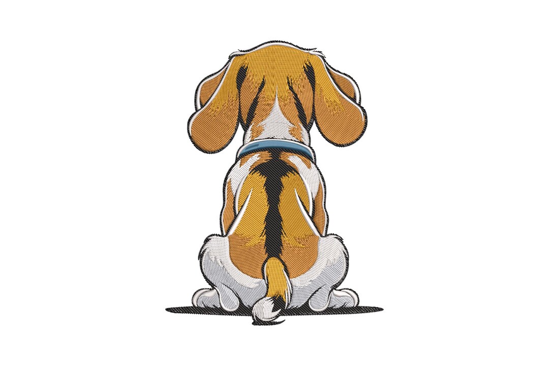 Beagle Dog Back View Machine Embroidery Design, Cute Puppy From Behind ...