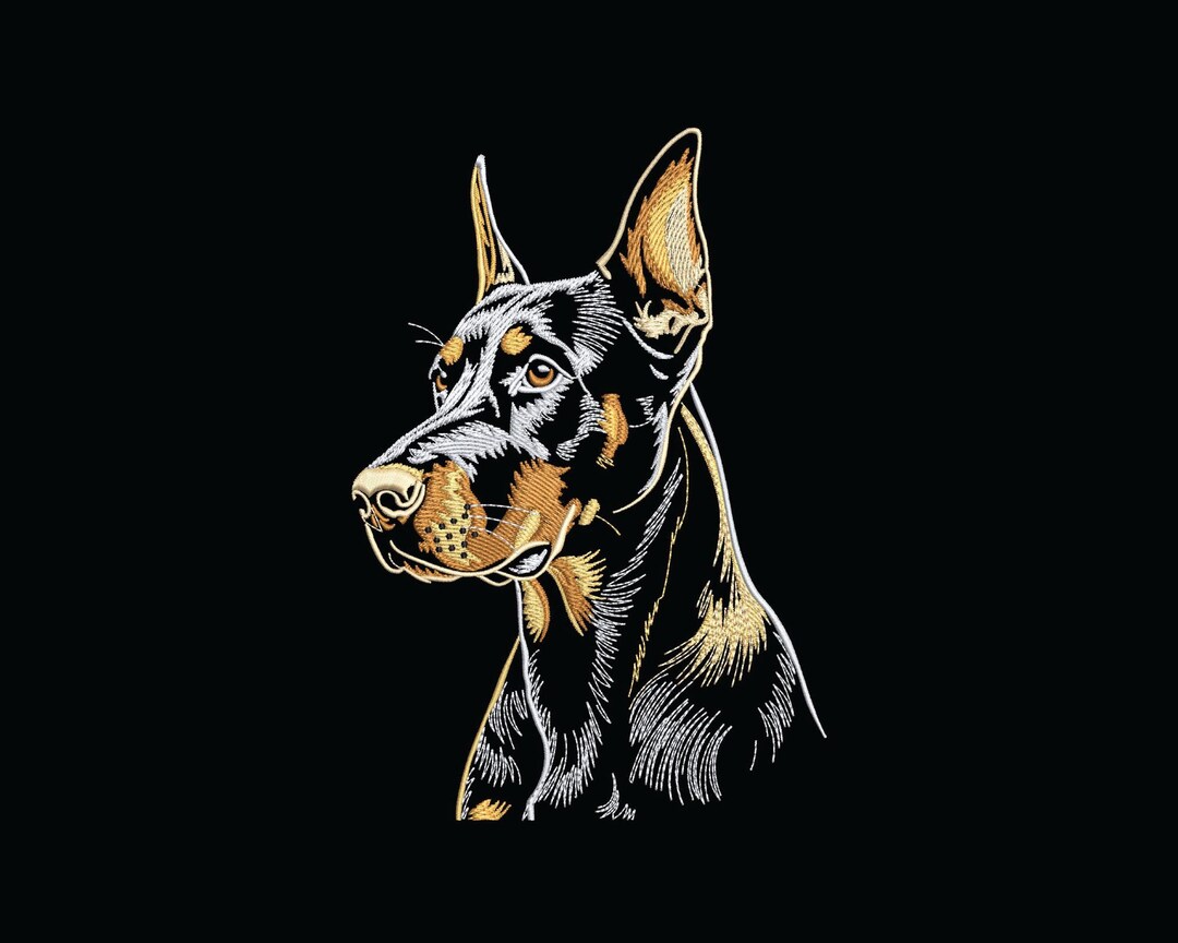 Doberman Dog Embroidery Design, Doberman Pinscher Machine Embroidery ...