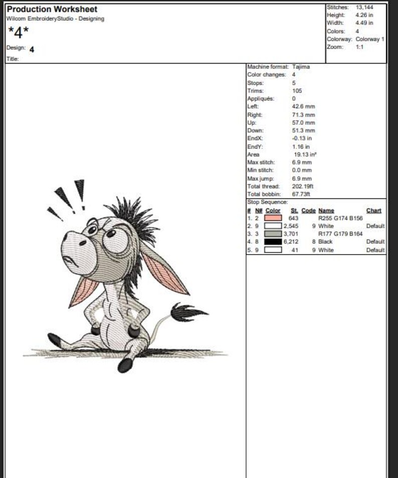 Grumpy Donkey Embroidery Design, Funny Farm Animal Machine Embroidery ...