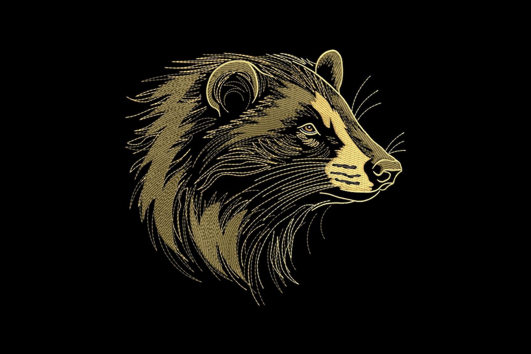 Badger Embroidery Design, Elegant Badger Embroidery Files, Machine ...