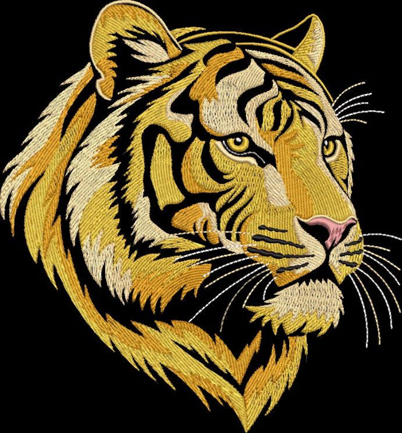 Majestic Tiger Head Embroidery Design, Realistic Animal Machine File ...