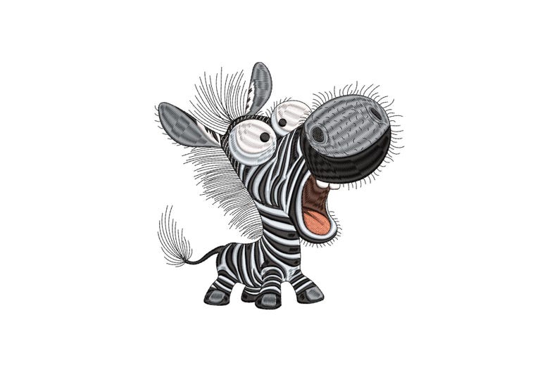 Funny Crazy Zebra Embroidery Design, Cute Animal Machine Embroidery ...