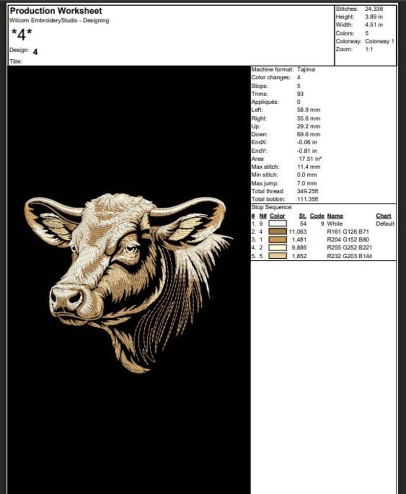 Cow Head Embroidery Design, Elegant Farm Animal Machine Embroidery File ...