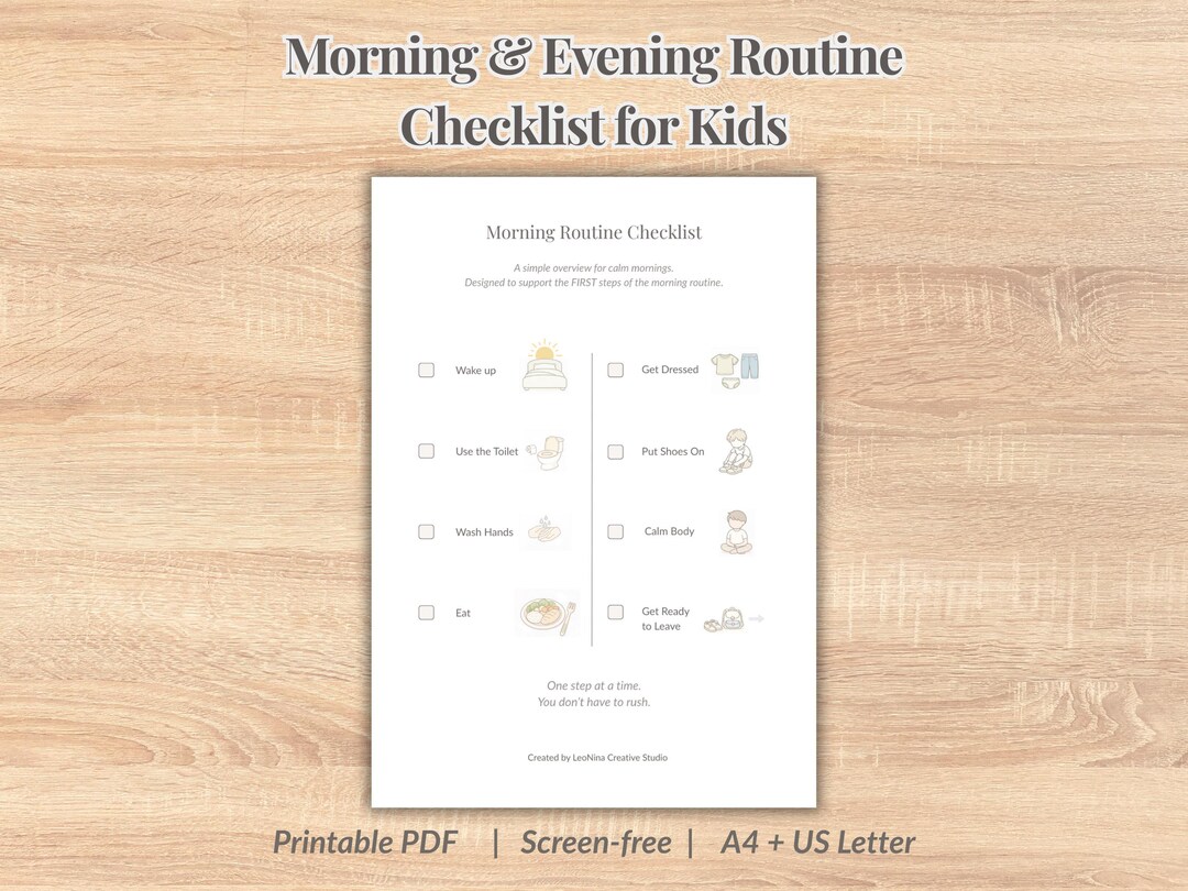 Morning & Evening Routine Checklist for Kids | Visual Daily Schedule ...