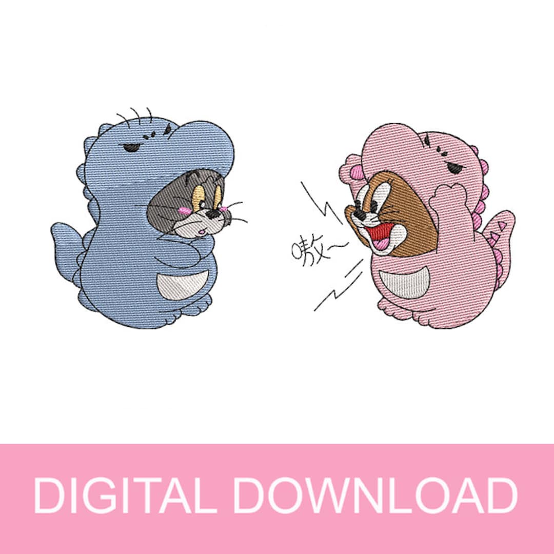 Tom & Jerry Machine Embroidery Design, 4 Sizes Machine Embroidery ...