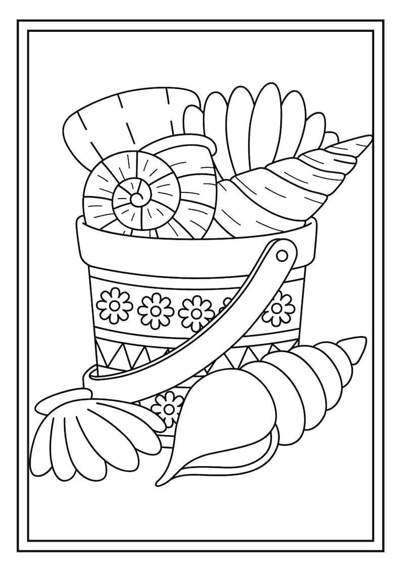 Summer Coloring Book for Kids, Beach, Ice Cream, Ocean Scenes (instant ...