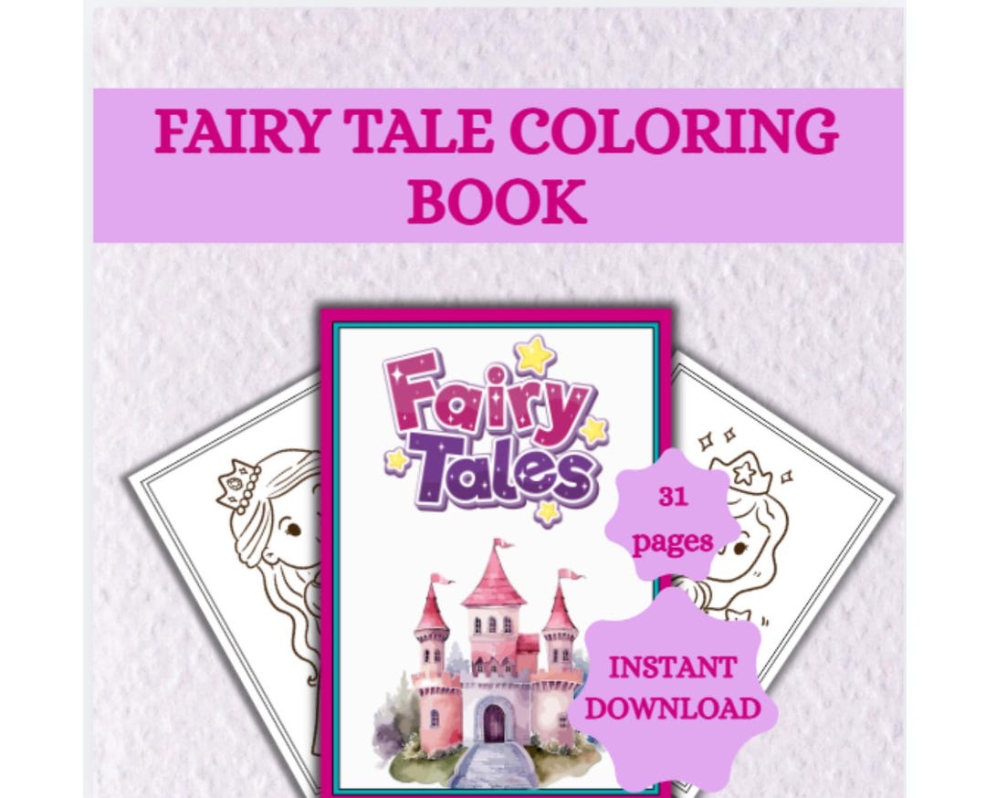 Fairy Tale Coloring Book, Princess Castle Unicorn Pages (digital ...