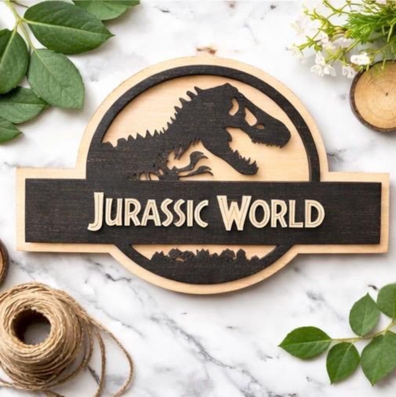 Jurassic World Wooden Sign | Layered Dinosaur Decor - Etsy UK