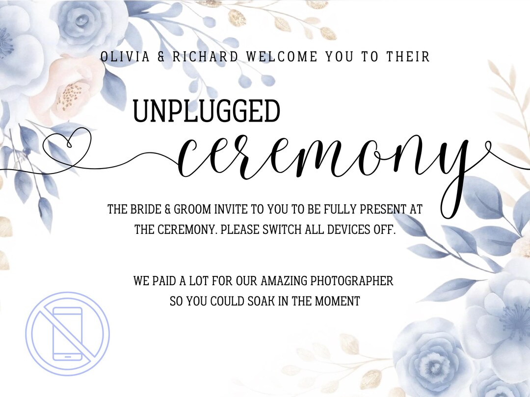 Unplugged Ceremony Sign - Etsy