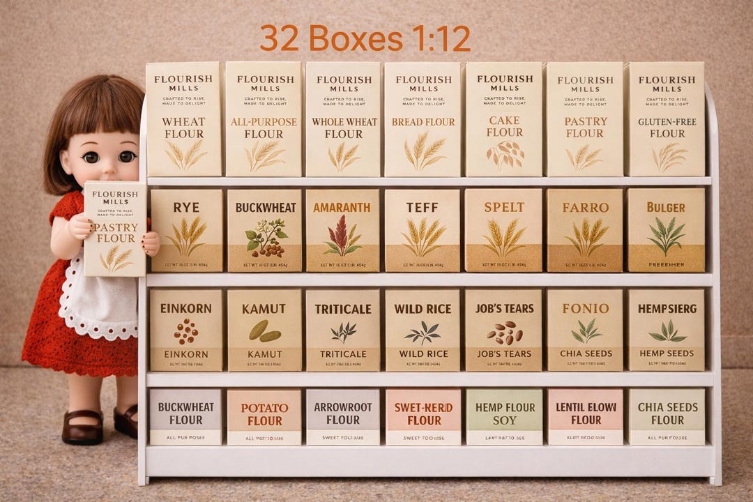 Miniature Printable Flour Bags & Boxes 1:12 Scale | Dollhouse Mini ...