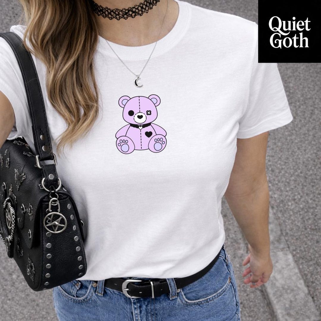 Pastel Goth Teddy Bear T-shirt | Cute Creepy Bear Graphic Tee | Kawaii ...
