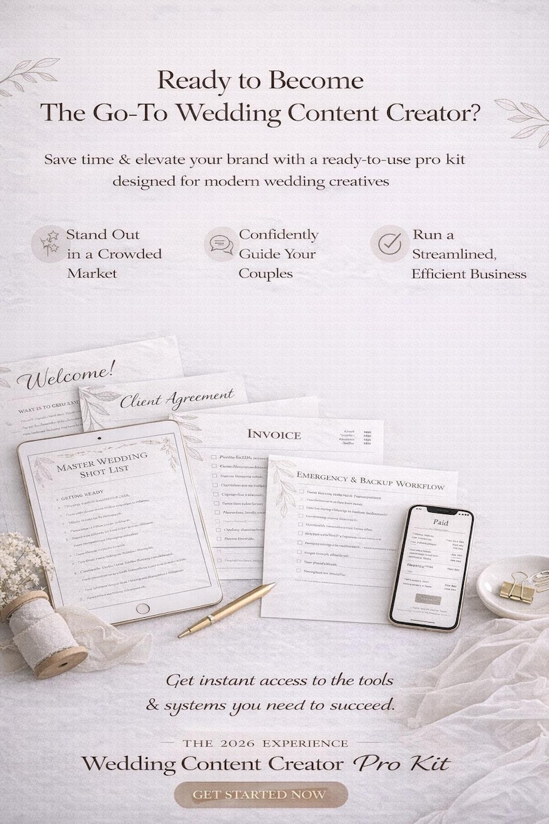 Wedding Content Creator Pro Kit 2026 | Client Onboarding Guide ...