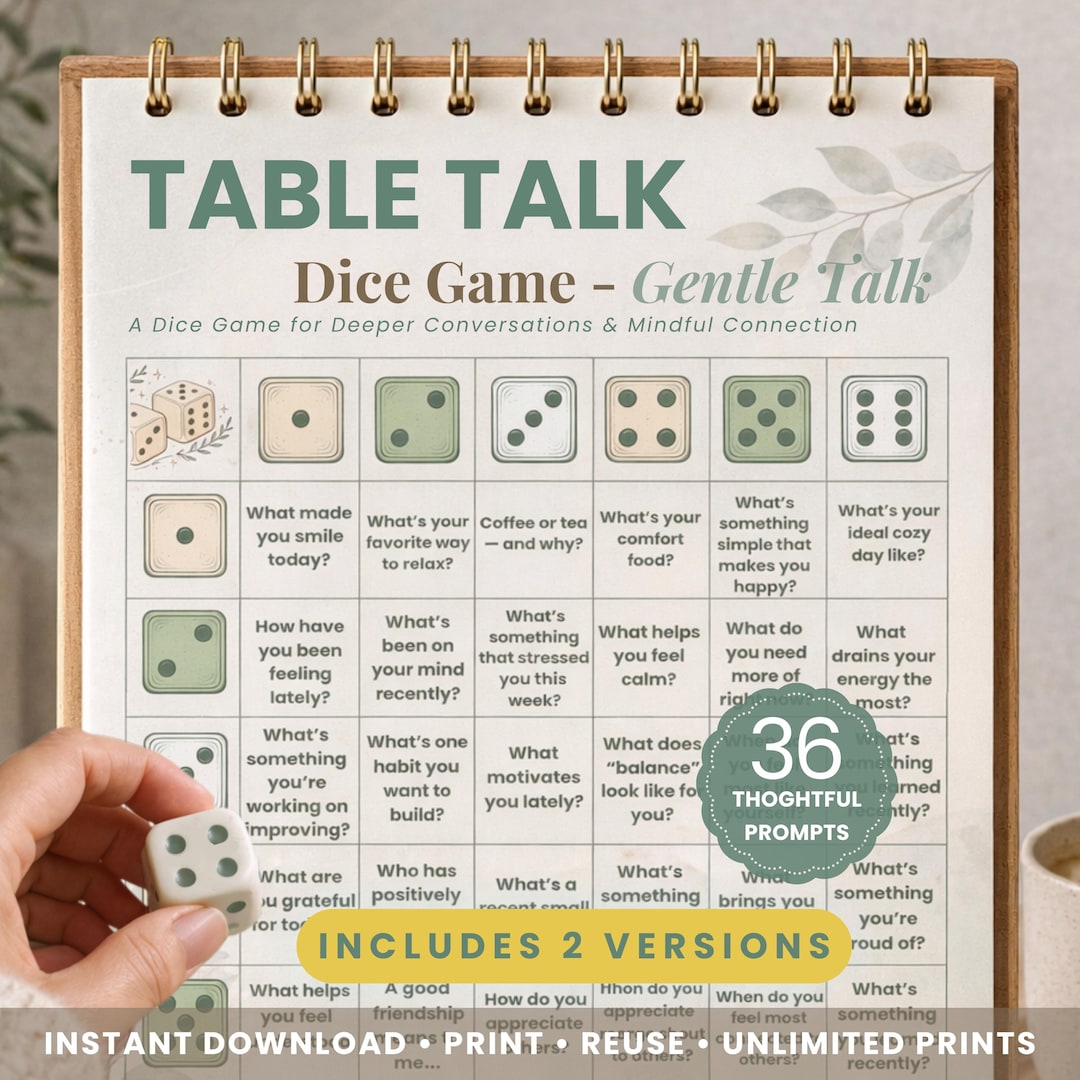Table Talk Dice Game Printable | Conversation Starter Game | Therapy ...