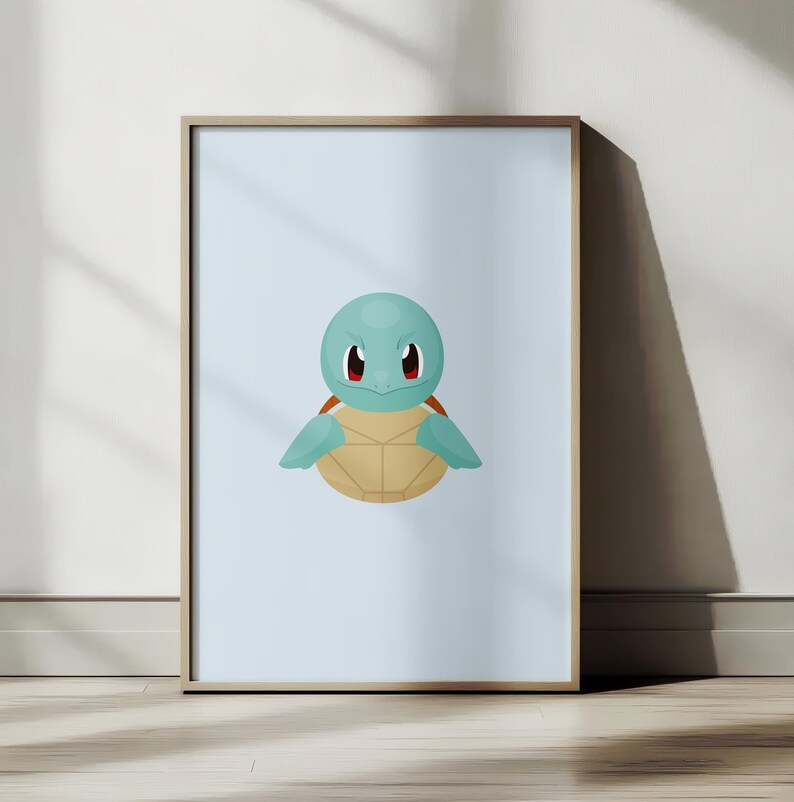 Squirtle Pokemon Poster | Minimalist Japanese Anime Wall Art | Fanart ...