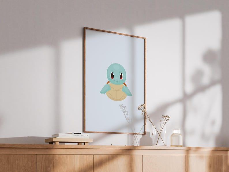 Squirtle Pokemon Poster | Minimalist Japanese Anime Wall Art | Fanart ...