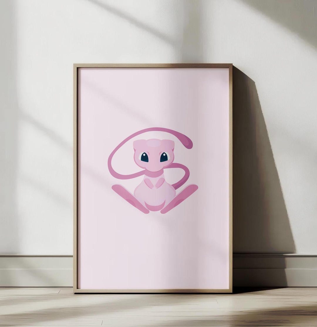 Mew Pokemon Poster | Minimalist Japanese Anime Wall Art | Fanart ...