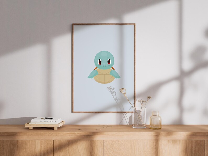 Squirtle Pokemon Poster | Minimalist Japanese Anime Wall Art | Fanart ...