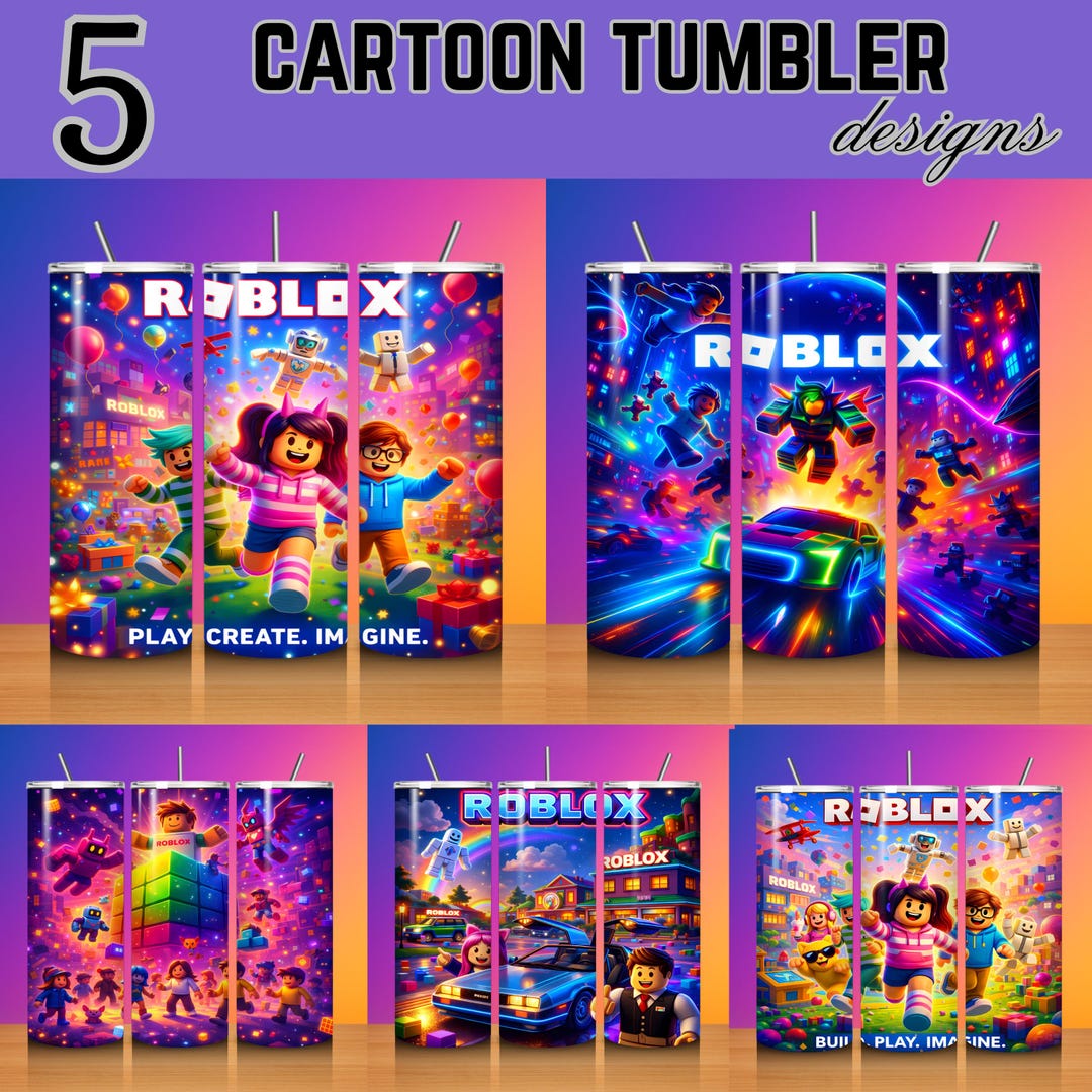 Roblox Tumbler Wrap, Cartoon Characters 20oz Skinny Design (PNG Digital ...