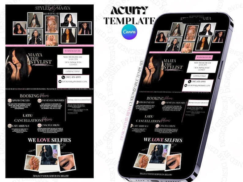 Acuity Scheduling Template- Canva Booking Page for Hair Nails & Beauty ...