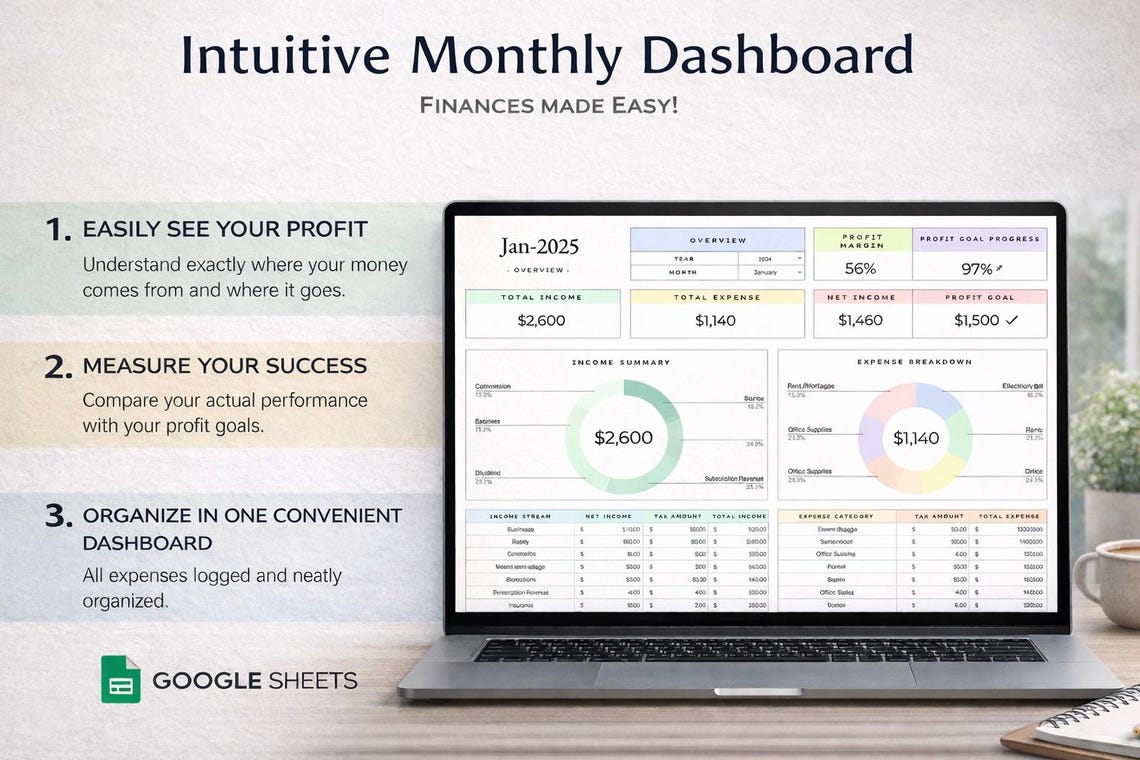 Bookkeeping Spreadsheet Small Business Finance Template Easy Income ...
