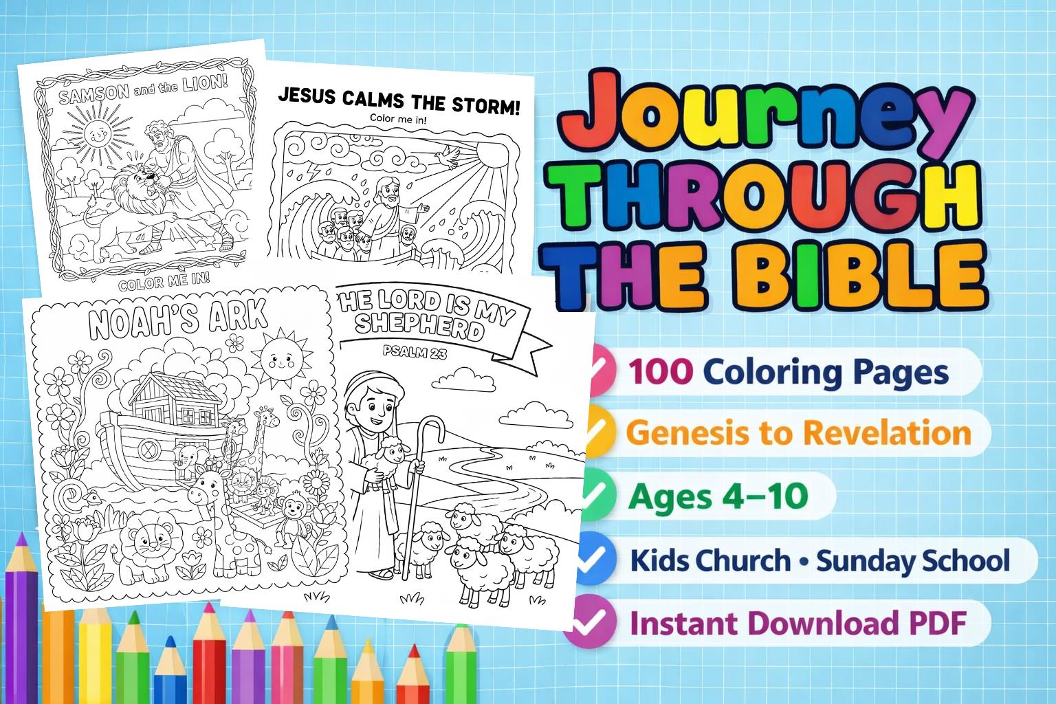 100 Bible Coloring Pages Printable | Christian Kids Bible Stories ...